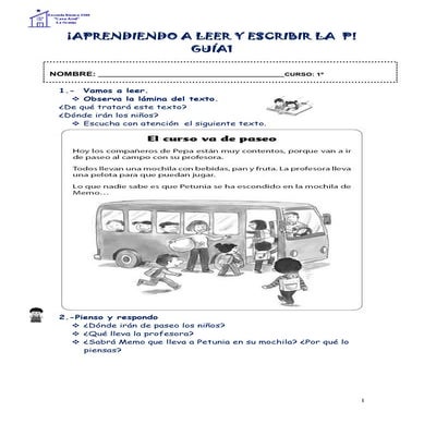 Aprendiendo a leer y escribir la p | PDF