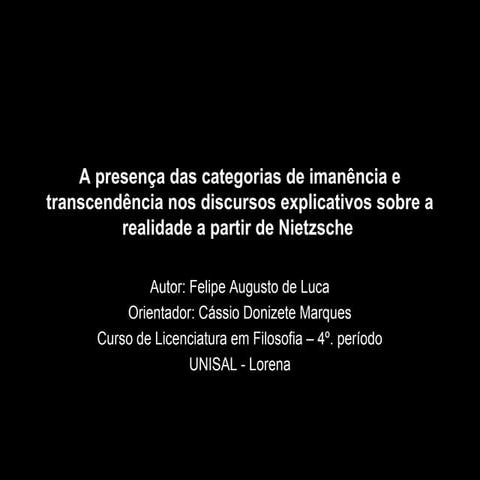A presença das categorias de imanência e transcendência nos discursos ...