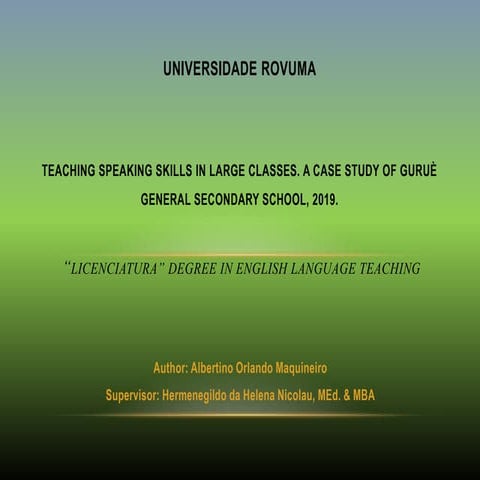 Teaching speaking skills in large classes context | PPTX
