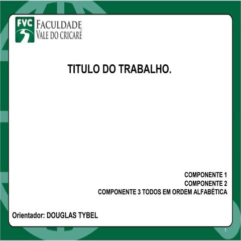 APRESENTAÇÃO PROJETO TCC | PPT