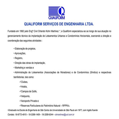 ApresentaçãO Atual Qualiform | PPTX