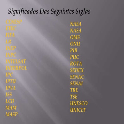 Apresentação das siglas | PPT