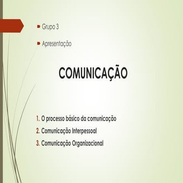 Processo básico de Comunicação e Comunicação Interpessoal ...