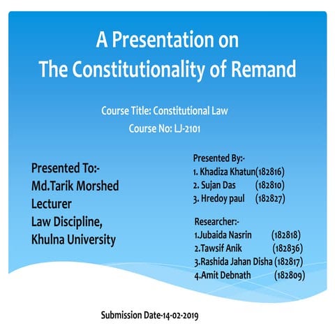 A presentation on constitutionally remand | PPTX