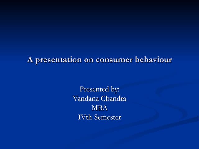 Consumer behavior models | PPTX