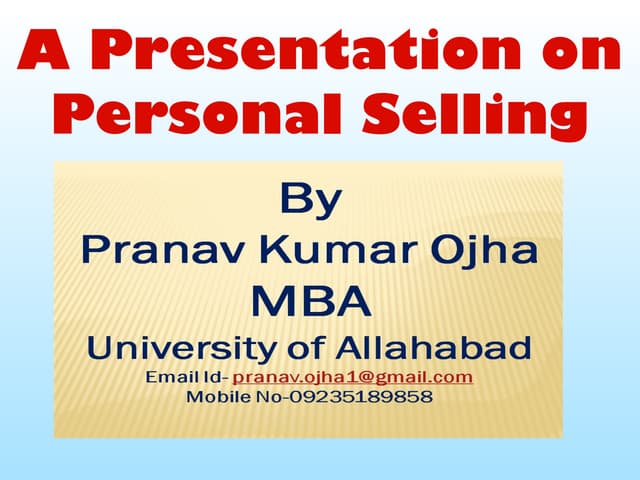 Personal selling | PPT