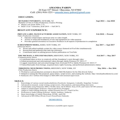 Amanda lamarr film_tv_resume | PDF