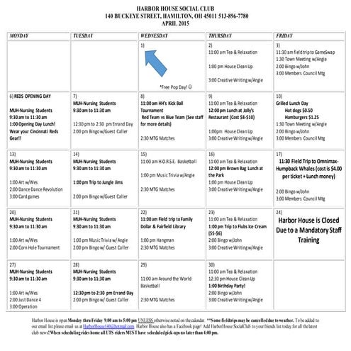 Yes Preschool Enrichment Schedule | PDF