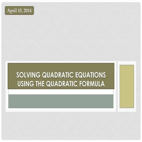 Quadratic Formula Presentation | PPT
