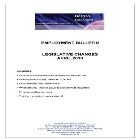 April 2010 Legislative Changes | PDF