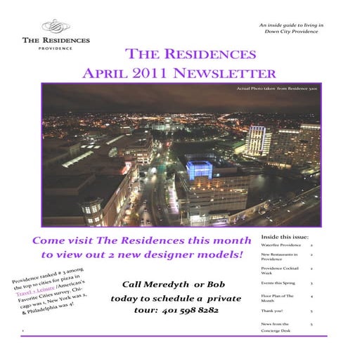 April 2011 Residences Newsletter | PDF