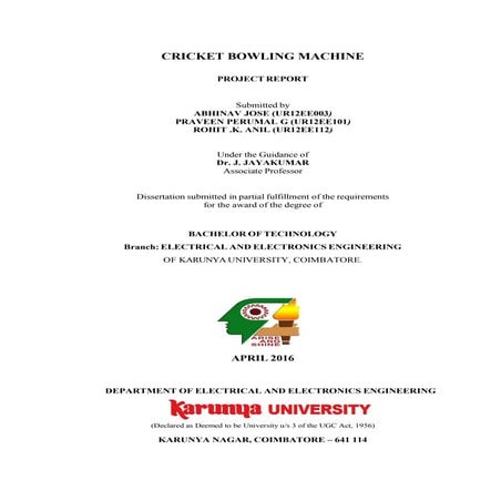 Cricket Bowling Machine Project Report | PDF