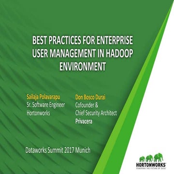 Best Practices For Enterprise User Management In Hadoop Environment Ppt