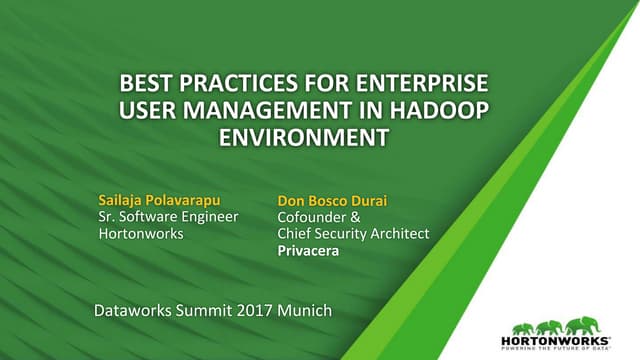 Best Practices For Enterprise User Management In Hadoop Environment Ppt