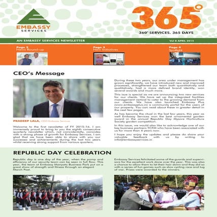 Embassy Services April 2015 Newsletter: 365 Degrees | PDF