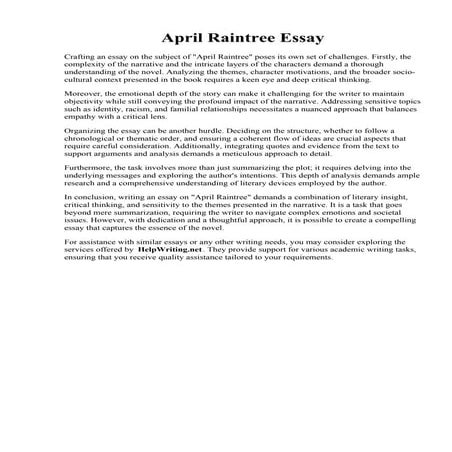 April Raintree Essay. April raintree essays ...