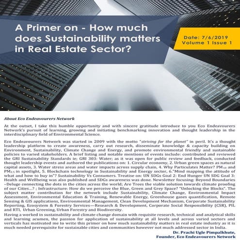 A primer on how much sustainability matters in real estate industry | PDF
