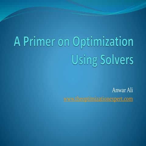 A primer on optimization using solvers | PDF | Computer Software and ...