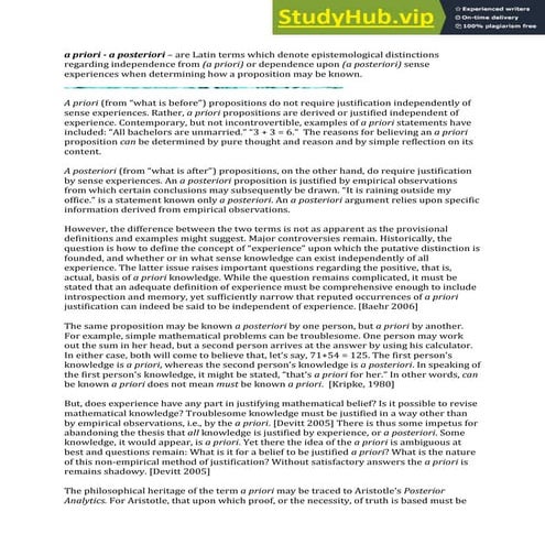 A Priori A Posteriori | PDF