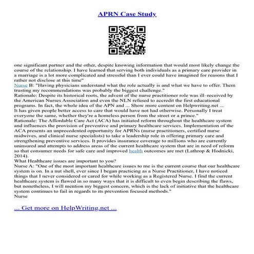 APRN Case Study | PDF