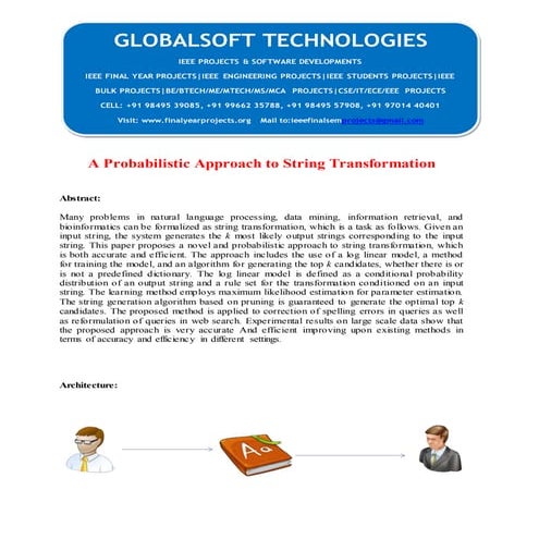 2014 IEEE JAVA DATA MINING PROJECT A probabilistic approach to string transformation | PDF