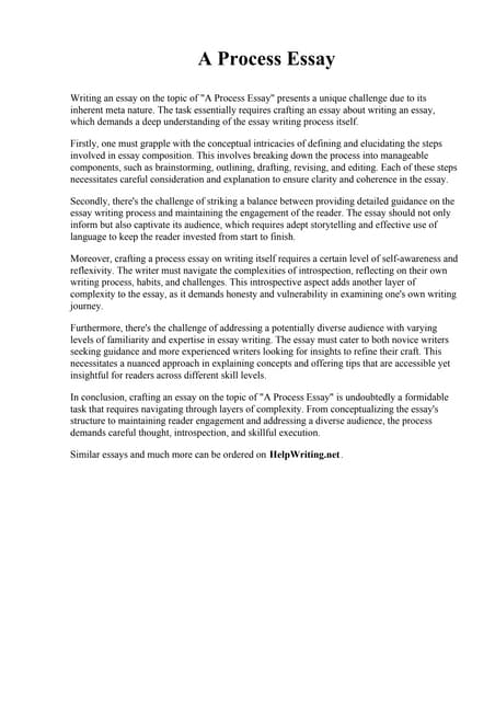 Process Essay Example. Marian University | PDF