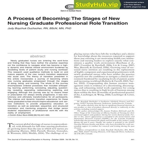 A Process Of Becoming The Stages Of New Nursing Graduate Professional ...