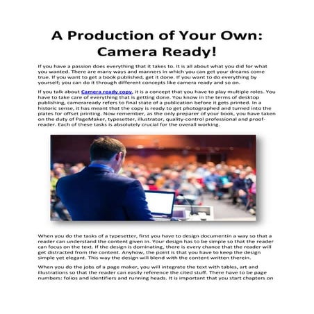 A production of your own camera ready! | PDF