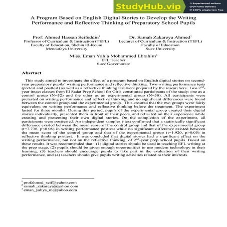 A Program Based On English Digital Stories To Develop The Writing ...