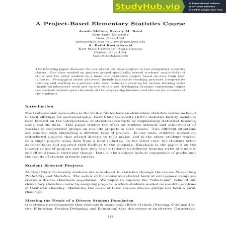 A Project-Based Elementary Statistics Course | PDF