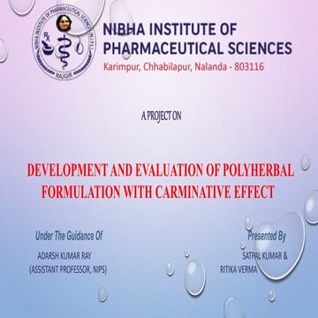 DEVELOPMENT AND EVALUATION OF POLYHERBAL FORMULATION WITH CARMINATIVE ...