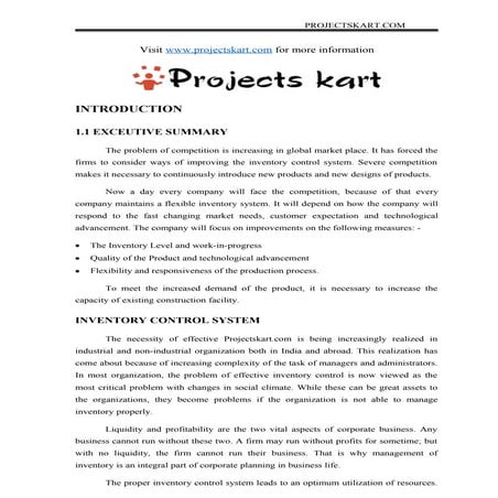 A project on inventory management | DOC