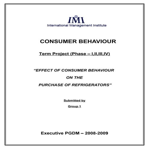A project report on effect of consumer behaviour on the purchase of ...