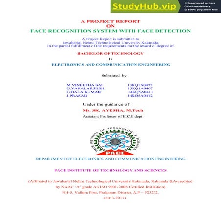 A PROJECT REPORT ON FACE RECOGNITION SYSTEM WITH FACE DETECTION | PDF