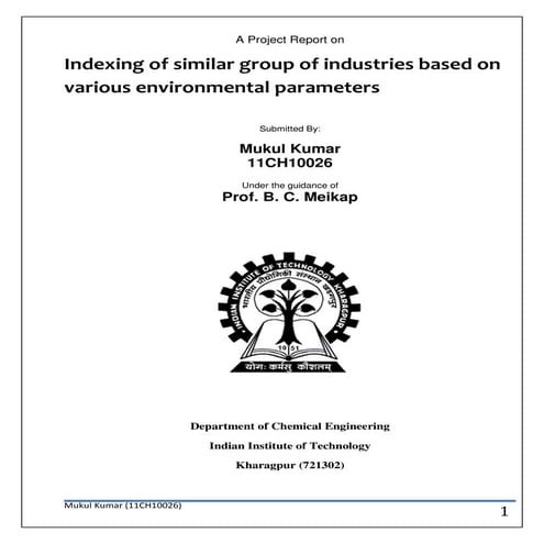 A project report on indexing of similar group of industries based on ...