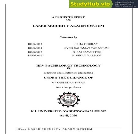 A PROJECT REPORT On LASER SECURITY ALARM SYSTEM | PDF