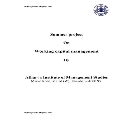 A project report on working capital management | PDF