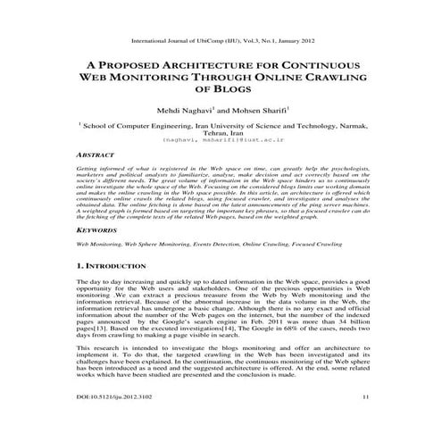 A proposed architecture for continuous web monitoring through online crawling of blogs | PDF