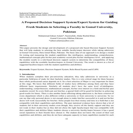 A proposed decision support system expert system for guiding fresh students in selecting a ...