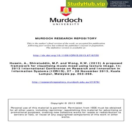 A Proposed Framework For Visualising Music Mood Using Texture Image | PDF