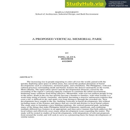 A Proposed Vertical Memorial Park - The Urban Memorial Park Reinvented ...