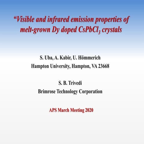 Visible and near-infrared emission properties of melt-grown Dy doped ...