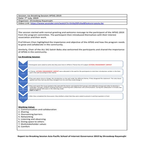 Apsig2019 ice breaking session report by shreedeep | PDF