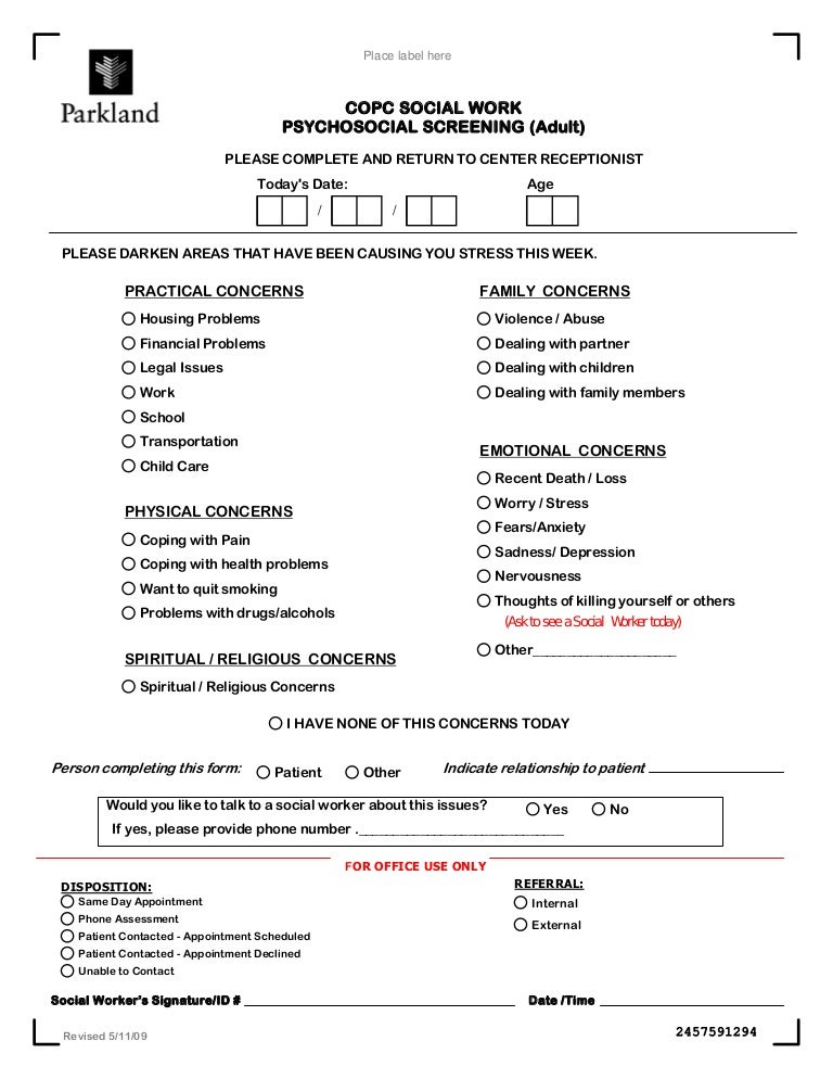 Psychosocial Screening Tool