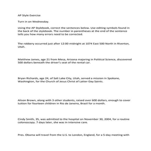 Ap style exercise | DOC