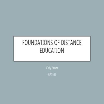 Foundation of Distance Education | PPTX
