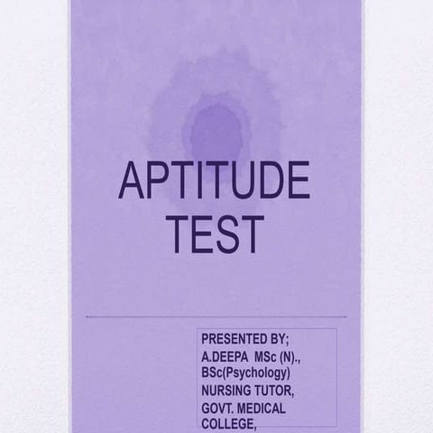 STANDERDIZED TOOL FOR APTITUDE TEST PPT. | PPT