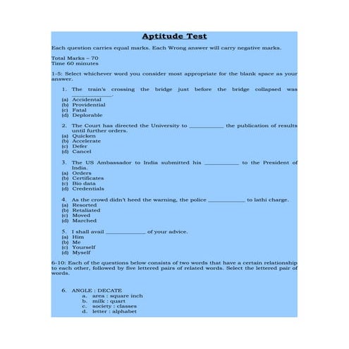 Aptitude test | DOC