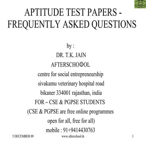 Aptitude test papers | ODP