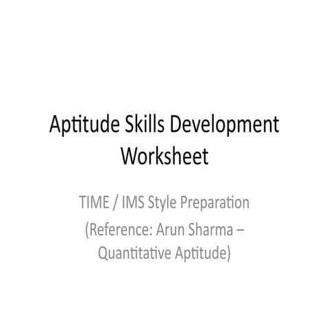 Aptitude Worksheet TIME,IMS for the capability building.pptx